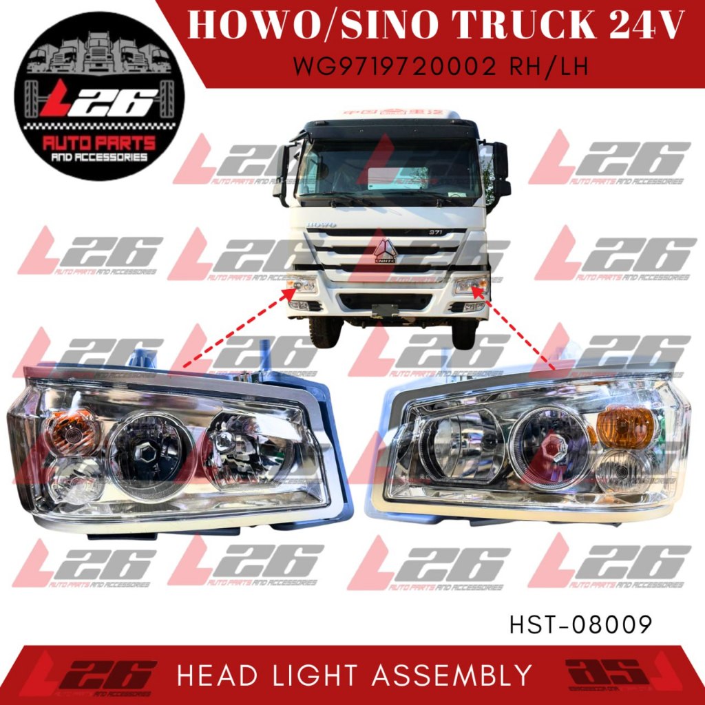 Howo Sino Truck Headlight Assembly 24V RH/LH WG9719720001 WG9719720002 ...