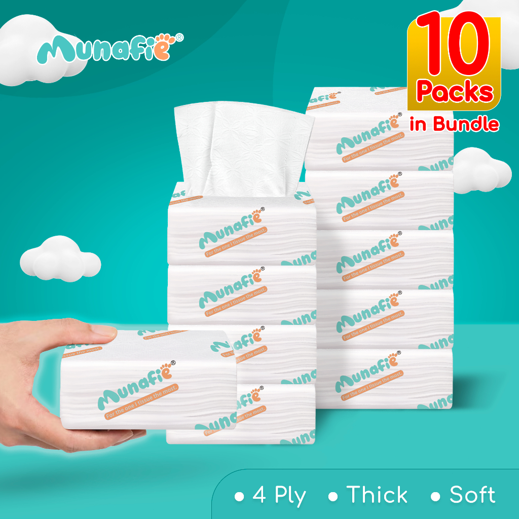 [10 Packs]Munafie Soft Tissue Paper 4 Ply Large Size Soft & Smooth ...