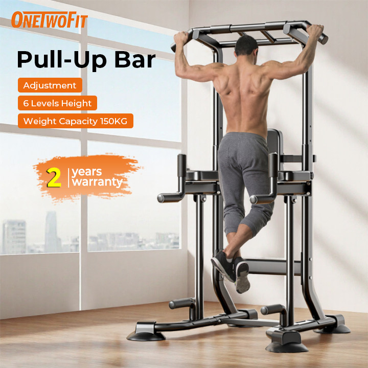 OneTwoFit Multi-Function Pull-Up Rod Station Adjustable Height Fitness ...