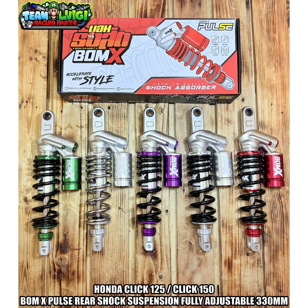 BOM X PULSE CLICK 125,150 REAR SHOCK SUSPENSION FULLY ADJUSTABLE W ...