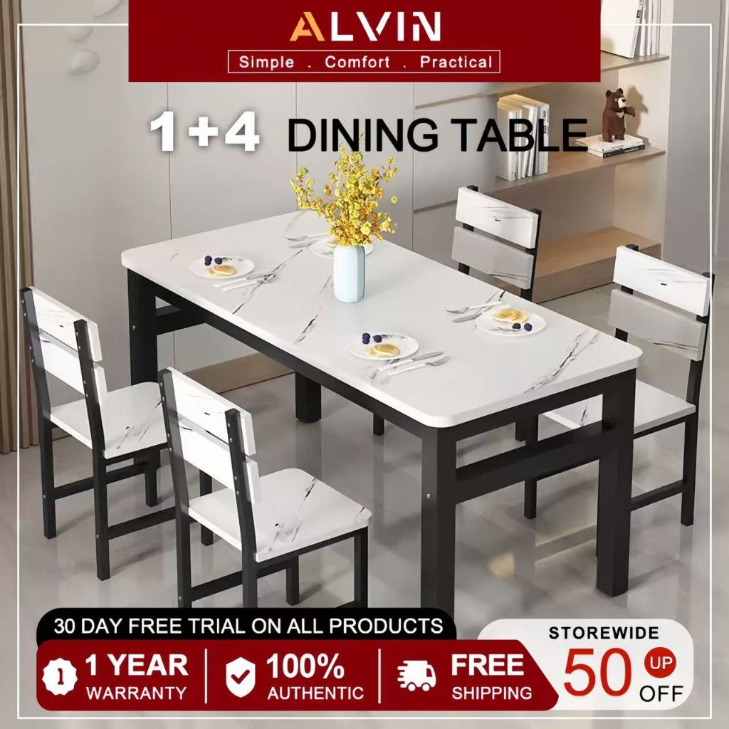 ALVIN Dining Table And Chairs Combination 1 Table 4 Chairs Restaurant ...