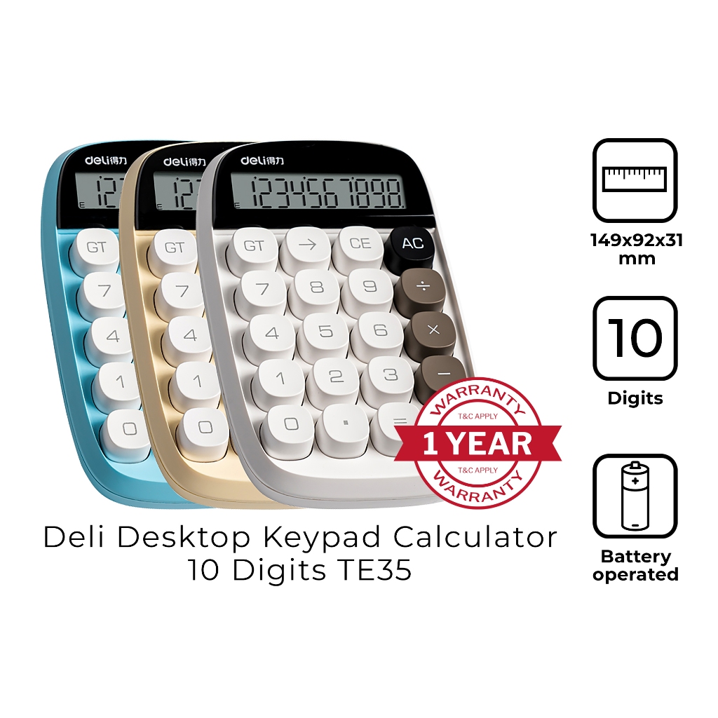 Deli TE35 Desktop Keypad Calculator 10 Digits | Shopee Philippines