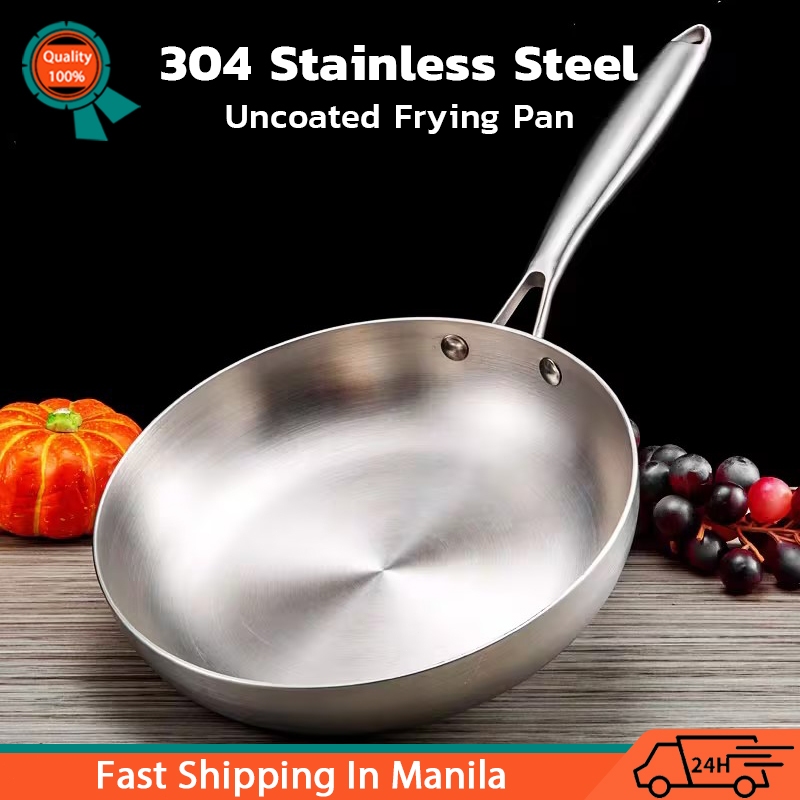Frying Pan 304 Stainless Steel Frying Pan Uncoated Fry Pan Induction ...
