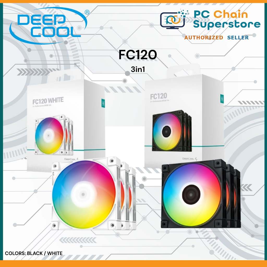 Deepcool FC120 3in1 ARGB PWM Fan Hydro Bearing Triple Pack CPU Cooler ...