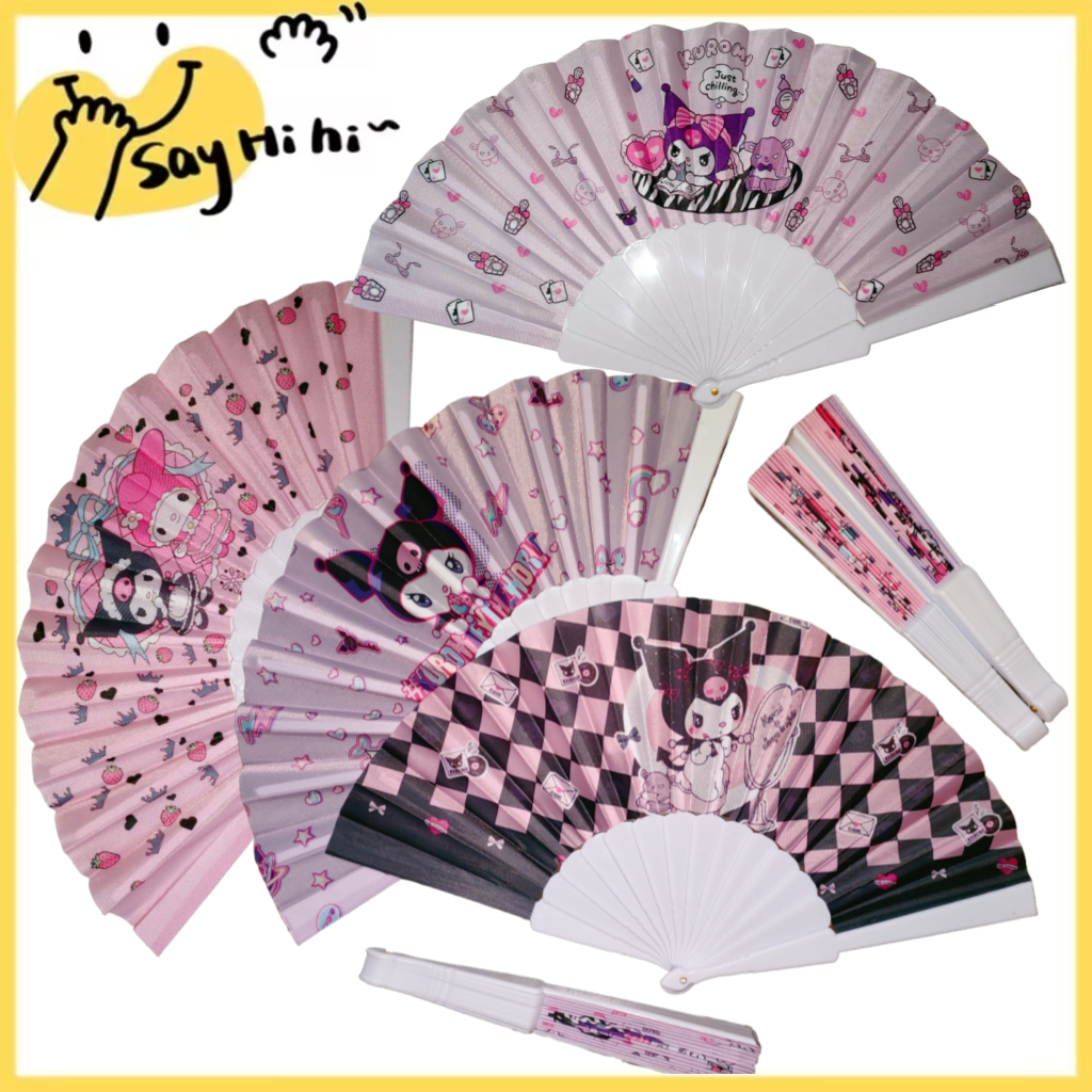 Cute Kuromi Pamaypay Kuromi Folding Fan cute sanrio hand fan 9inches ...