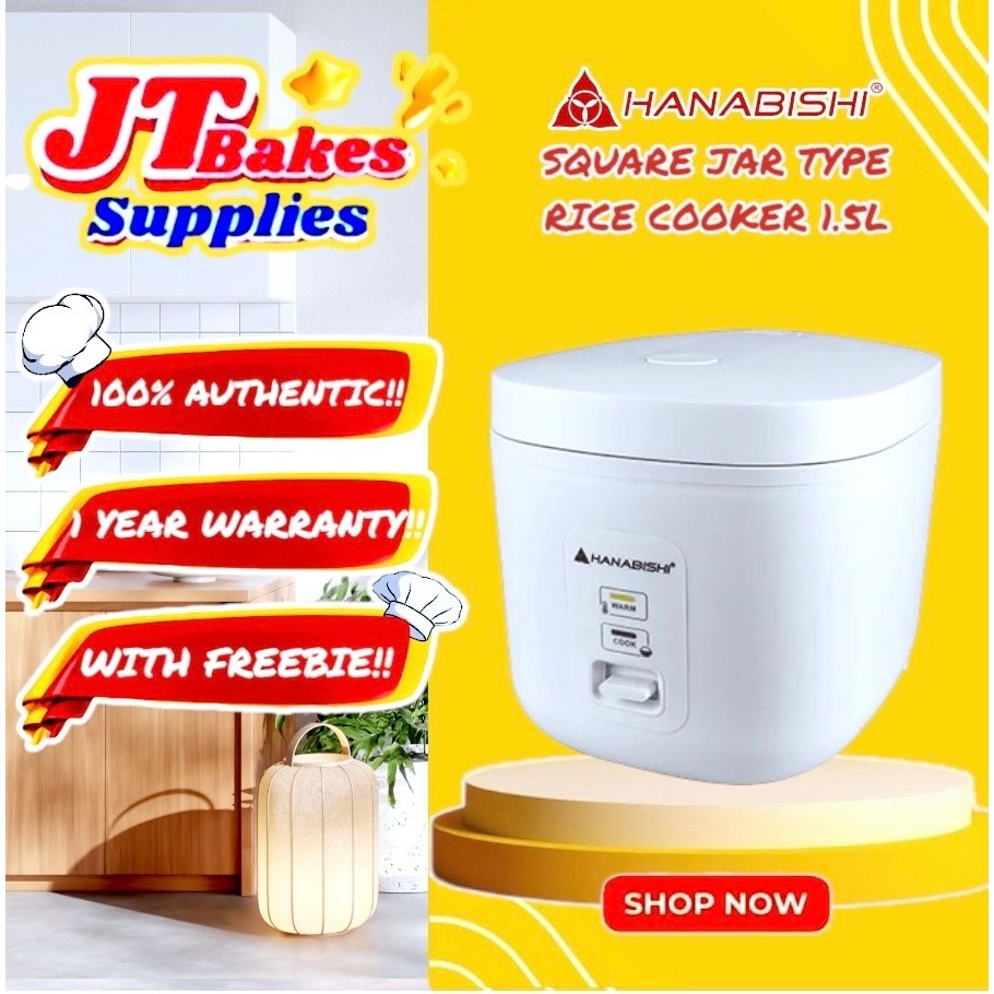 Hanabishi Square Rice Cooker HSQRC-15WHT 7 Cups With Freebie | Shopee ...
