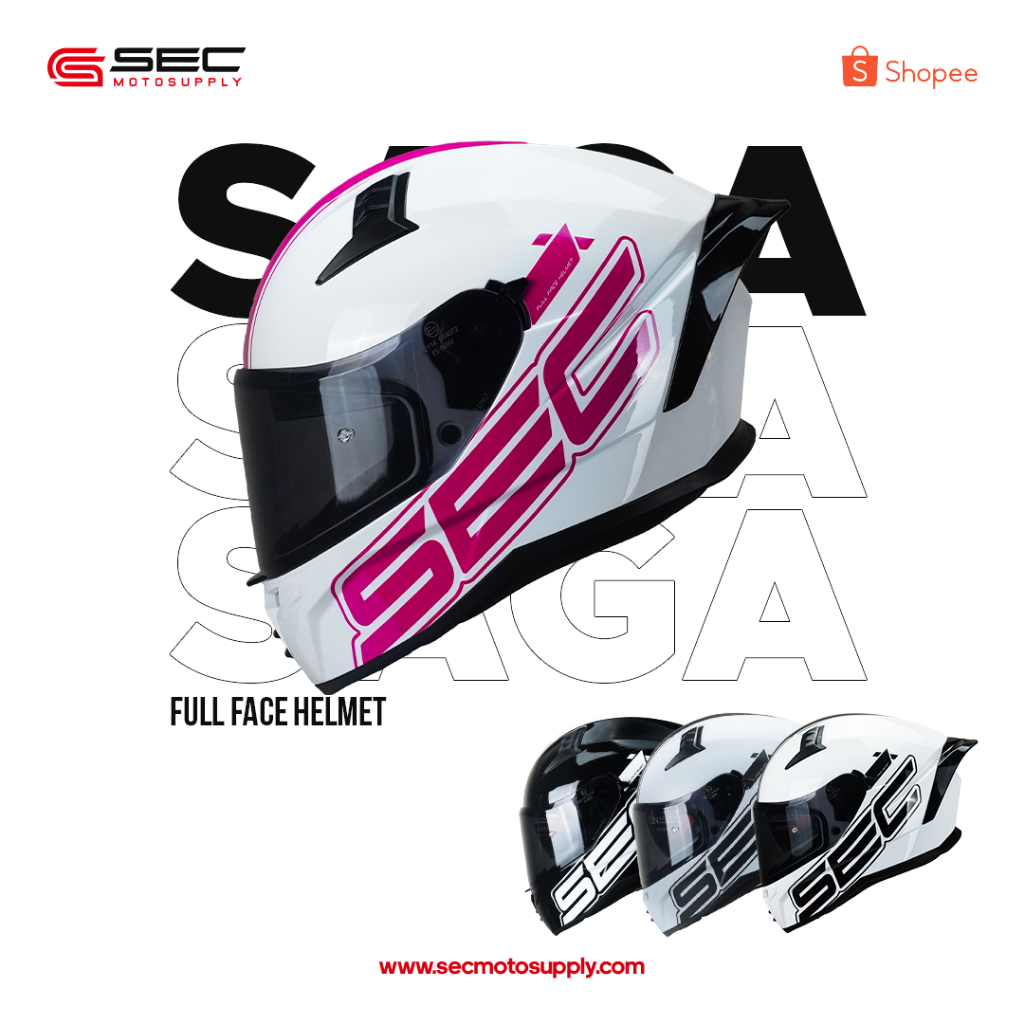 Sec Full Face Helmet For Motorcycle - SAGA Brand Gloss/Matte (M-XL ...