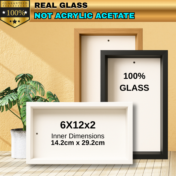 Real GLASS Shadow Box Flower Frames 3D DIY Wooden Shadow Box Display ...