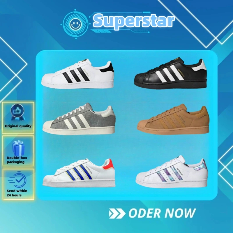 Superstar Gold Label Shell Sports Board Shoes low cut black white ...