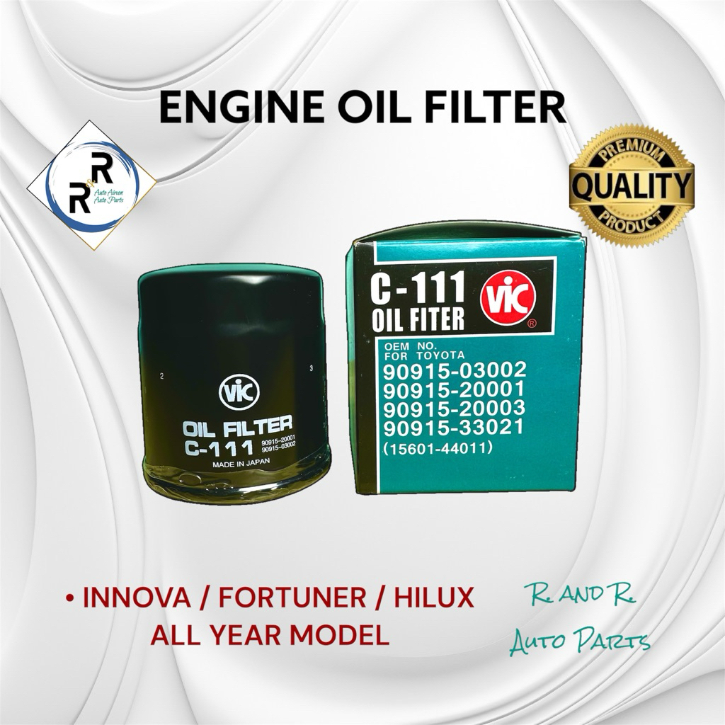 VIC OIL FILTER C-111 TOYOTA INNOVA FORTUNER HILUX HIACE VIC OIL FILTER ...