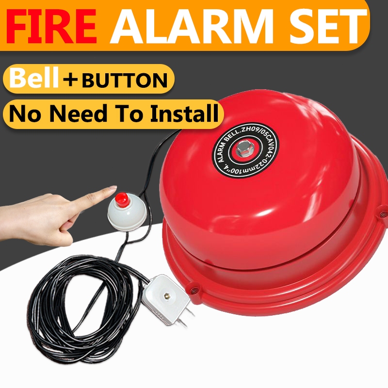 Fire Alarm Bell 220V With Switch Home Office Fire Fighting Alarm No ...
