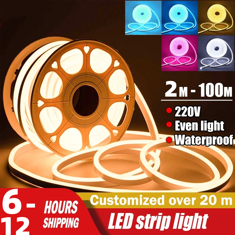 LED Strip Light (1/2/3/4/5pcs Wholesale) 220V Waterproof COB Flexible ...