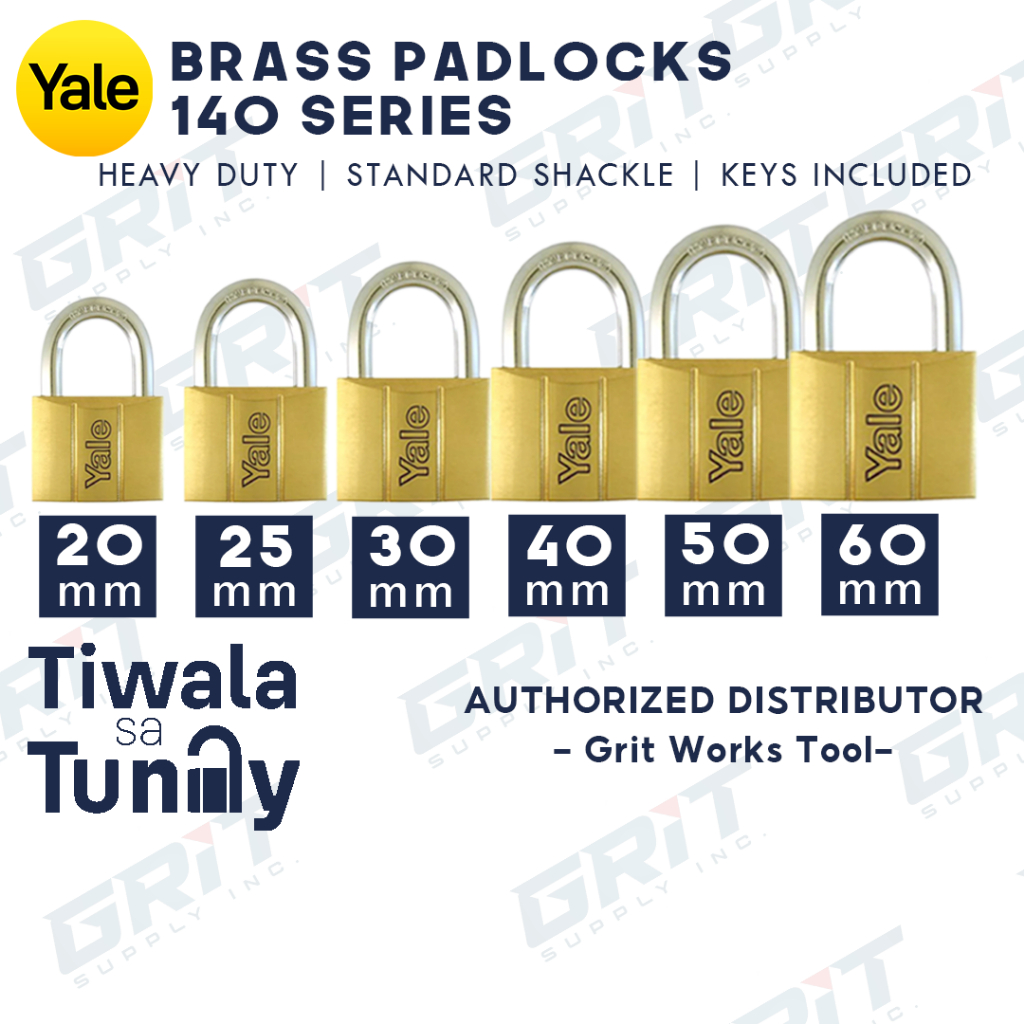 Yale Brass Padlocks 140 Series (Heavy Duty | Standard Shackle | Keys ...