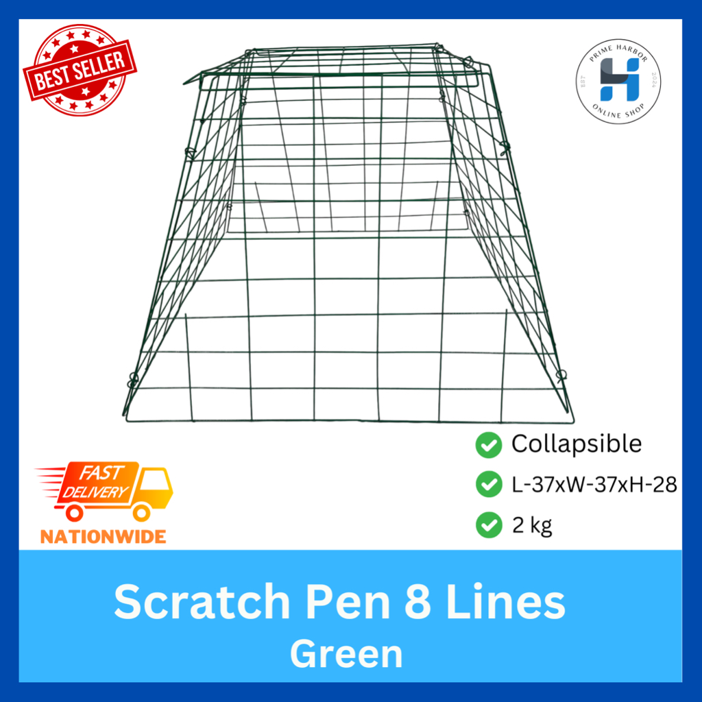 Scratch pen 8 lines Green color/Batik color / Cock cage/ Chicken pen ...