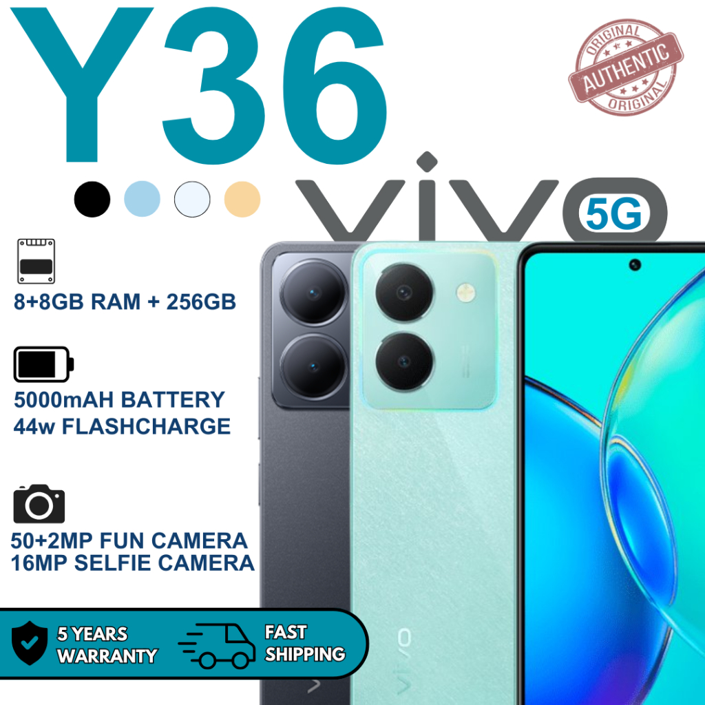 Y36 5G 8GB (+8GB) RAM + 256GB AI CAMERA 44W SUPERCHARGE FREE DOWNLOAD DEEPSEEK SMARTPHONE ...
