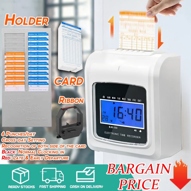 Bundy Clock With Timecard Time Recorder Attendance Time Card Ribbon ...