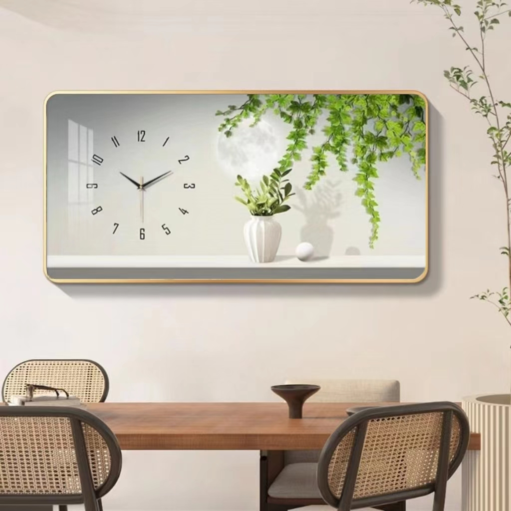 Modern wall art decor silent clocks mural with frame clock large size ...