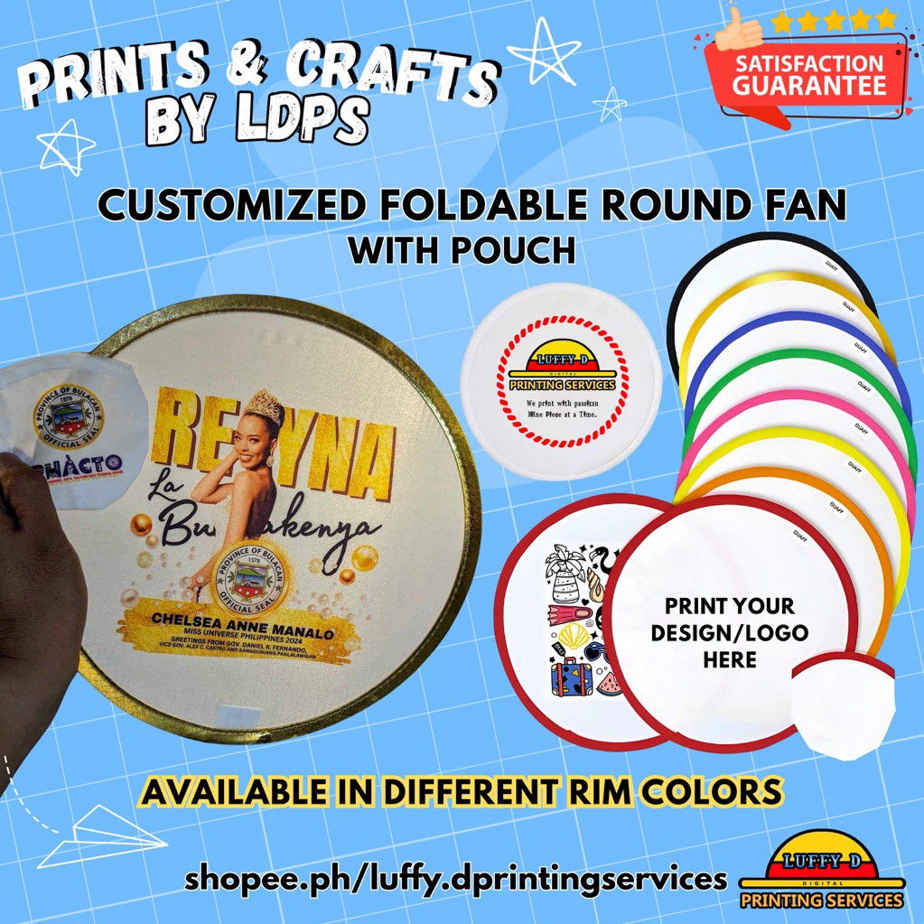 CUSTOMIZED FOLDABLE ROUND FAN with pouch | Shopee Philippines