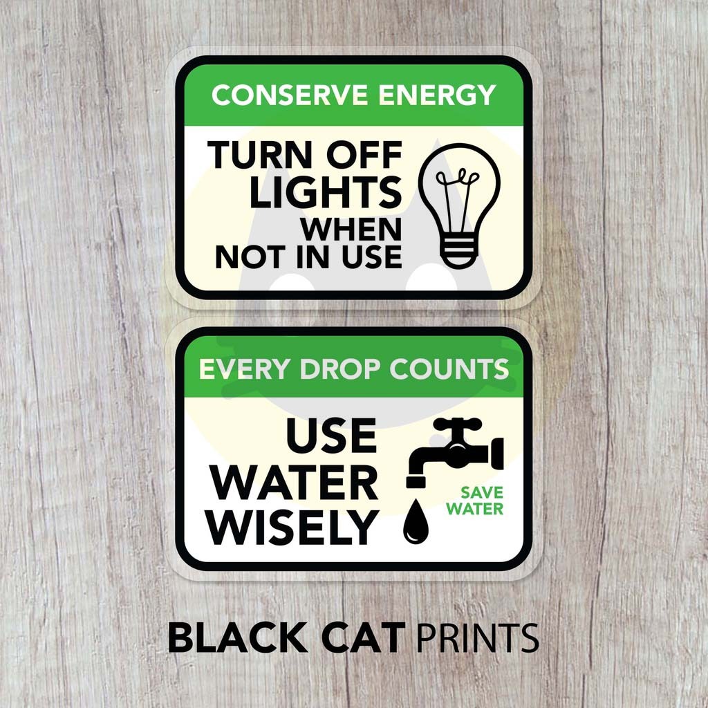 Reminder Signs for Faucet, Light, Fan Switch/ Turn Off /Laminated ...