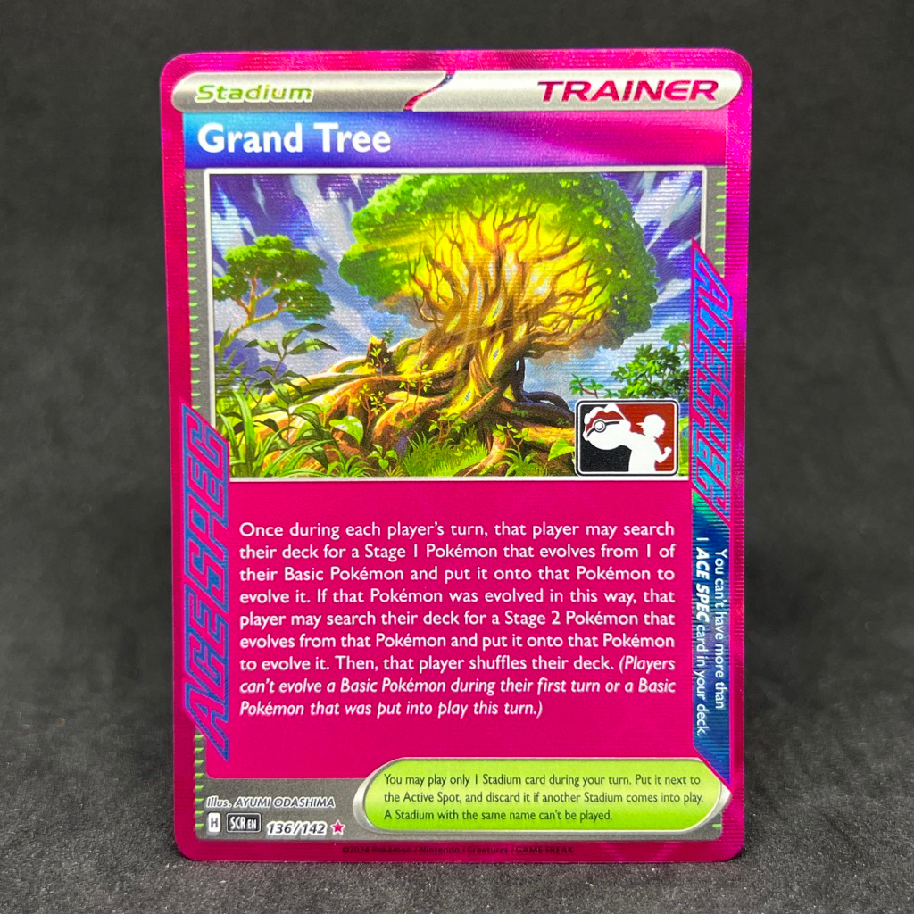 Pokemon TCG Grand Tree Stamped Ace Spec Holo 136/142 2025 Play Prize ...