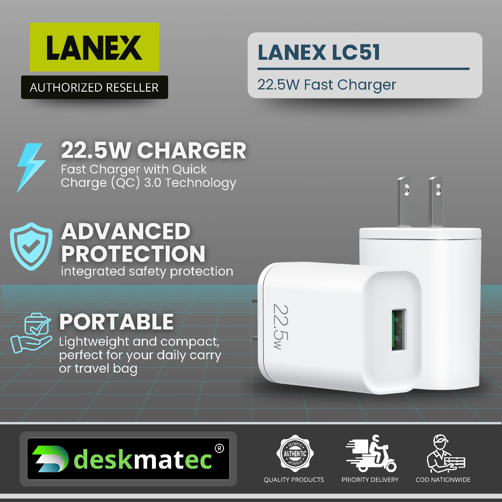 LANEX LC51 22.5W Fast Charger – Compact Power with Smart Protection ...