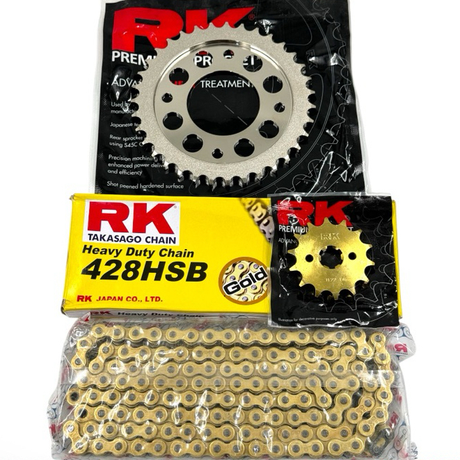 RK CHAIN & SPROCKET SET WAVE 100/125/XRM STEEL #428 (Nickel Rear ...