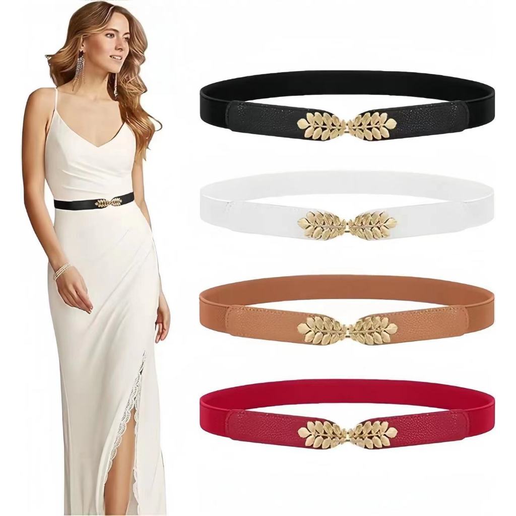 Gold Buckle Women Belts Elastic Ladies Fashion Wide Belts for Dress ...