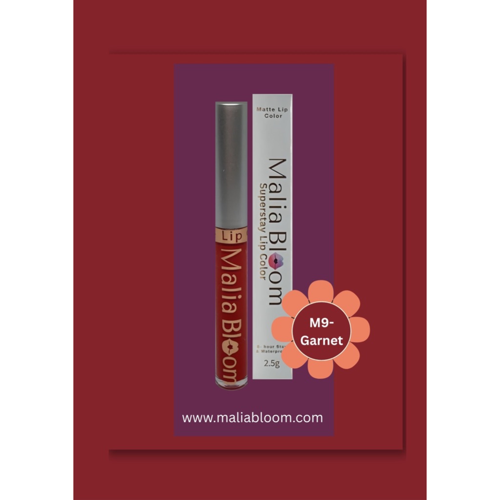Malia Bloom Matte Lip Tint M9 Garnet 2.5g +Freebies | Shopee Philippines