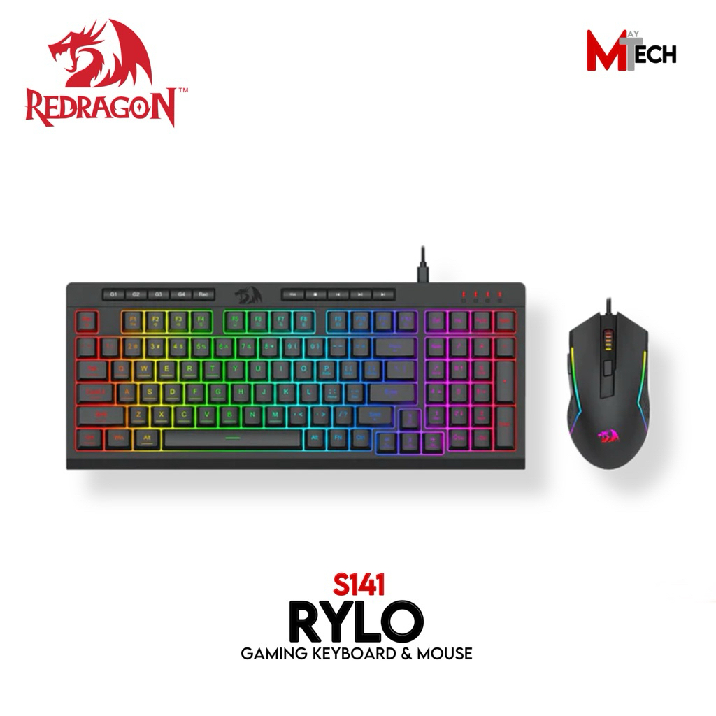 Redragon S141 RYLO RGB Gaming Keyboard & Mouse Combo, 98 Keys Wired RGB ...