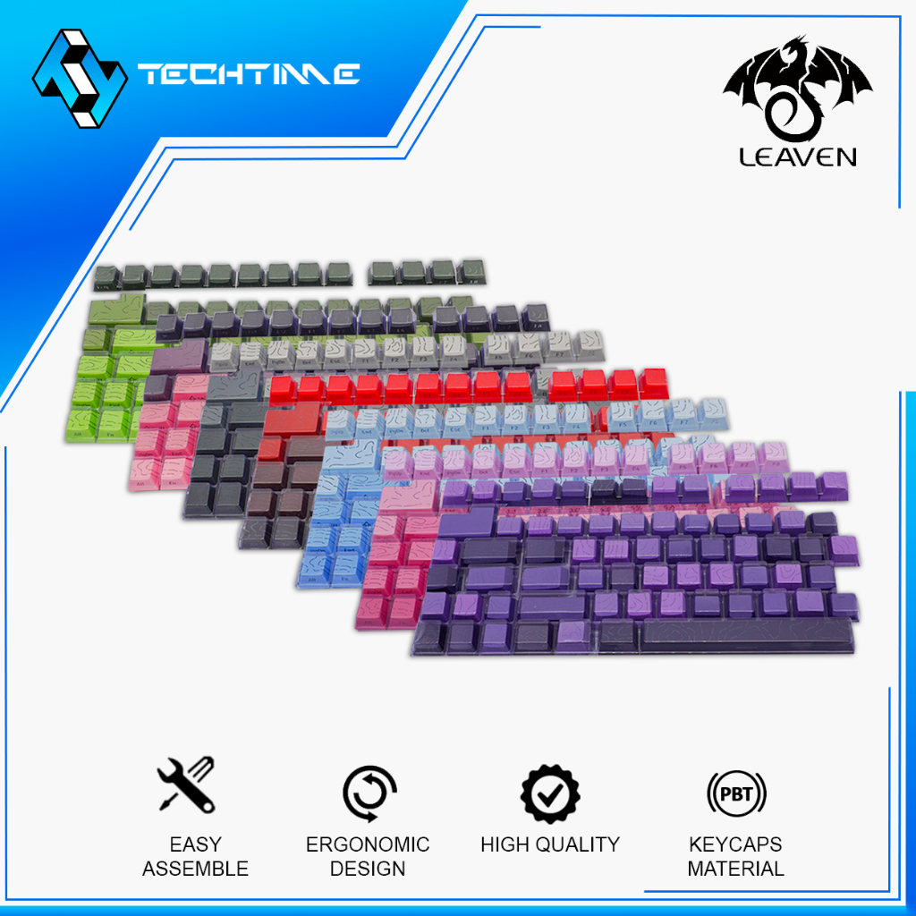 Leaven 134 Keys Contour Gradient Side Carving PBT Two Color Injection ...