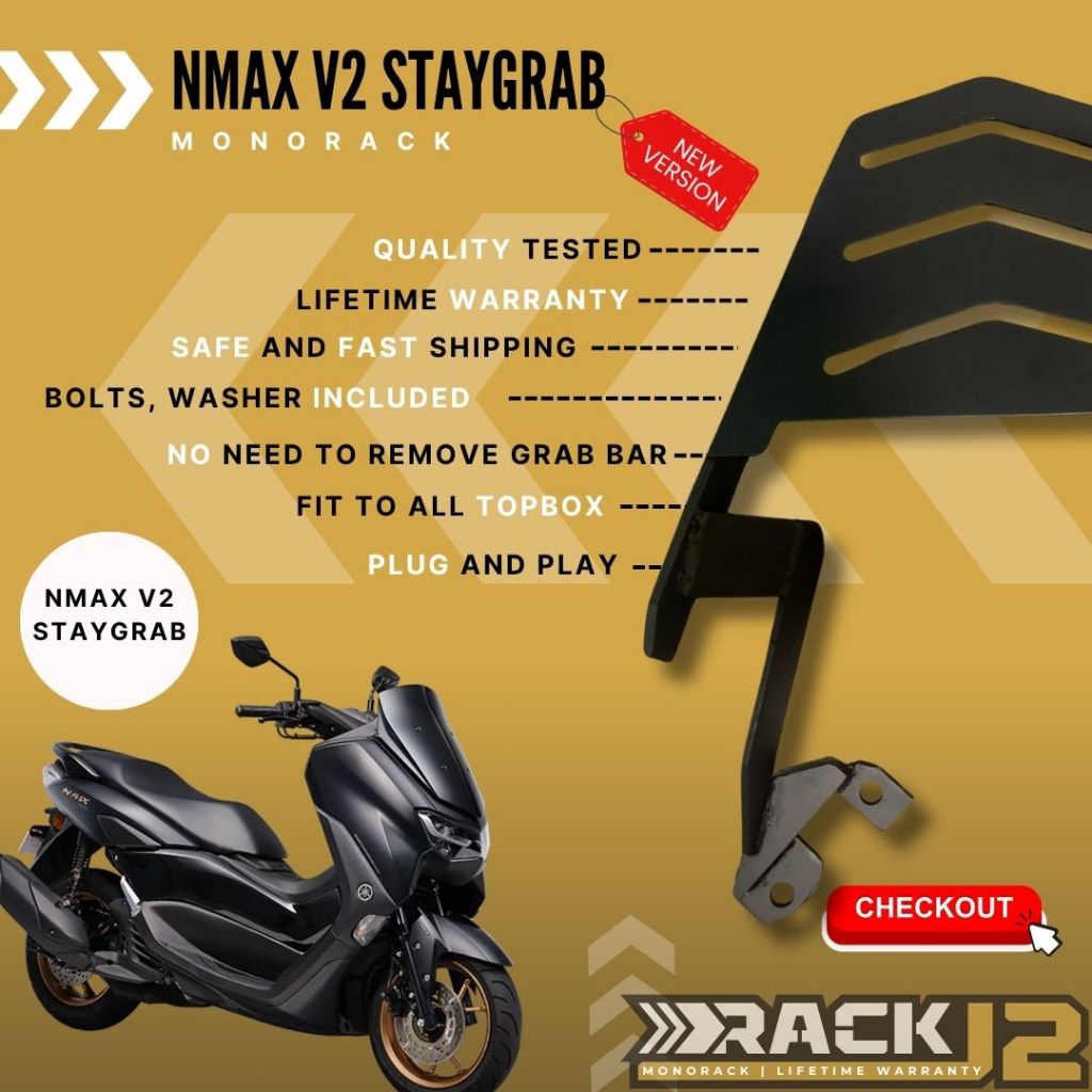 New Rackj2 Monorack Bracket Yamaha NMAX V2/V3 Stay Grab Bar (Lifetime ...