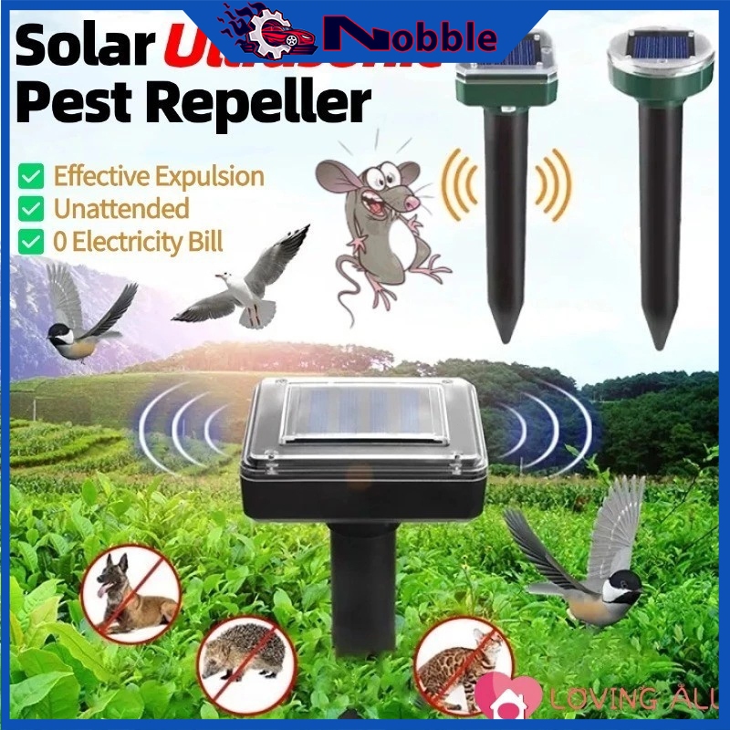 Solar Ultrasonic Vibration Pest Repeller Lawn Garden Farmland Cat Mouse ...