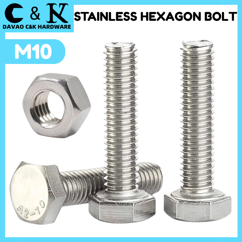 CK-S M10 Stainless Steel Hexagon Bolt Set-Rust- Resistance Heavy-Duty ...