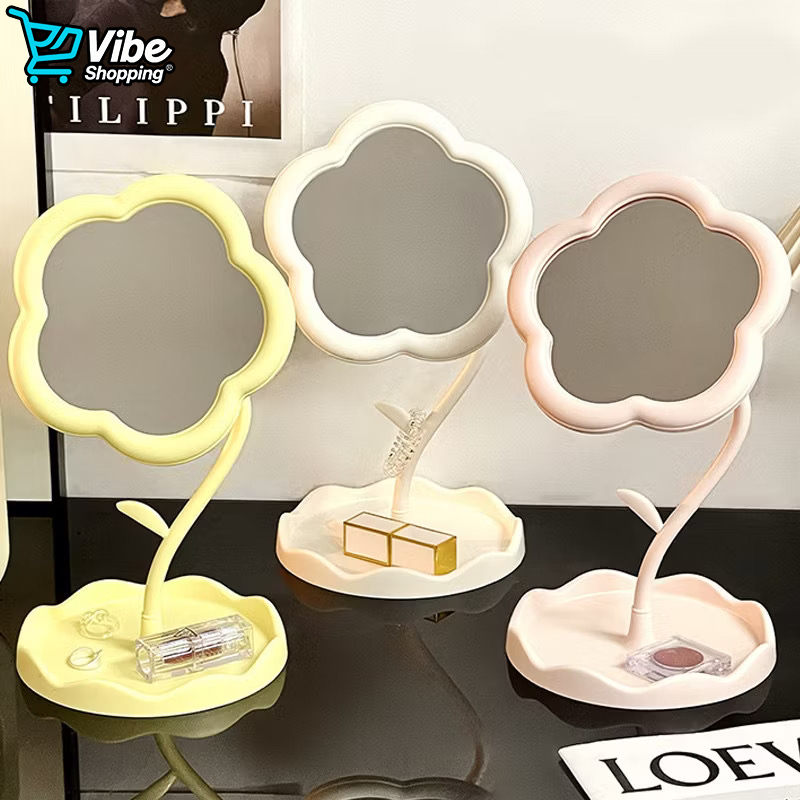 Rotatable Flower Makeup Mirror Cute Rotatable Desktop Table Dressing ...