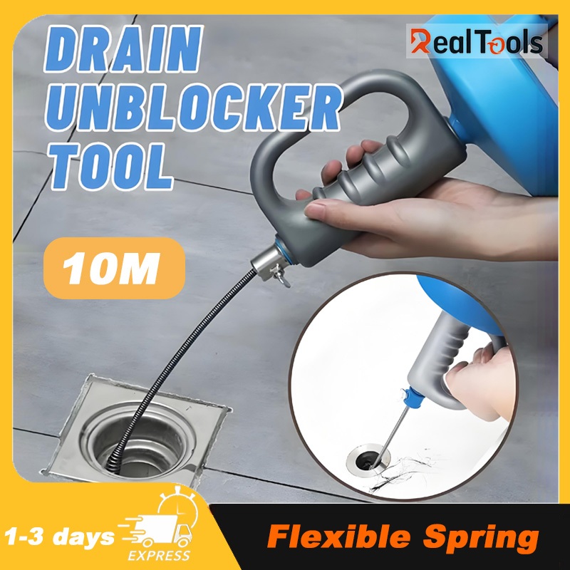 10M Drain Unblocker Tool Clog Flexible Auger Snake Sewer Pumbling Sink ...