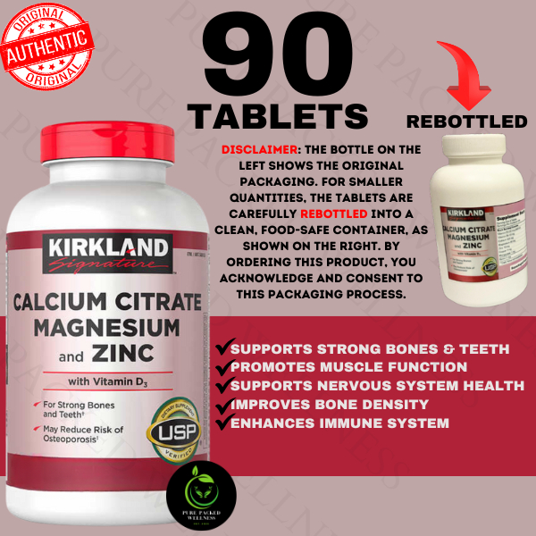 Authentic (K) Calcium Citrate with Magnesium & Zinc | 90 Tablets ...