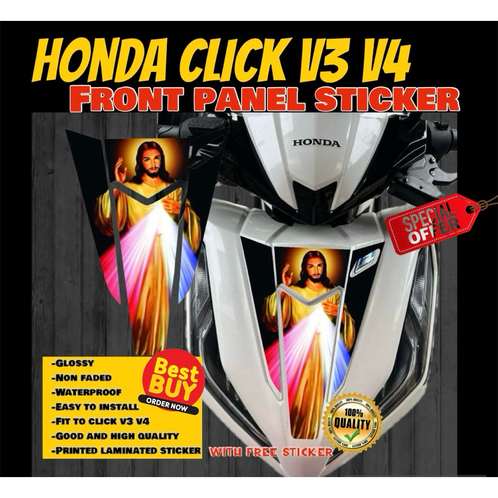 Honda click V3 V4 Front Cover panel sticker Decals Printed laminated ...