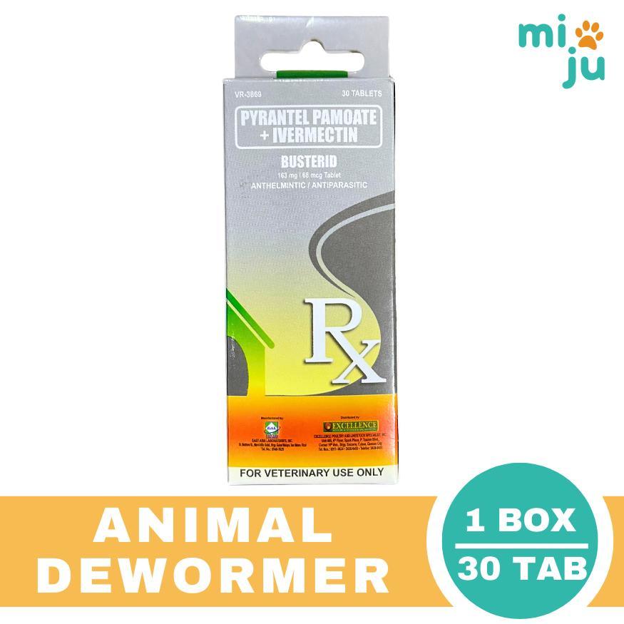 Busterid (30 Tablets) Ivermectin & Pyrantel Pamoate - Dewormer ...