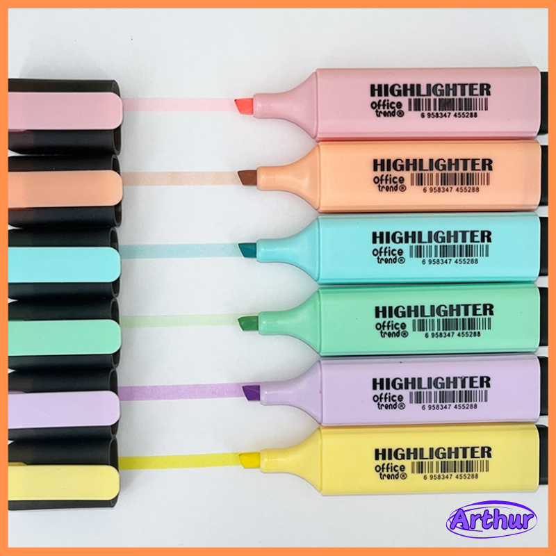 Highlighter pen School/office text marker 6 colors student mark pen ...