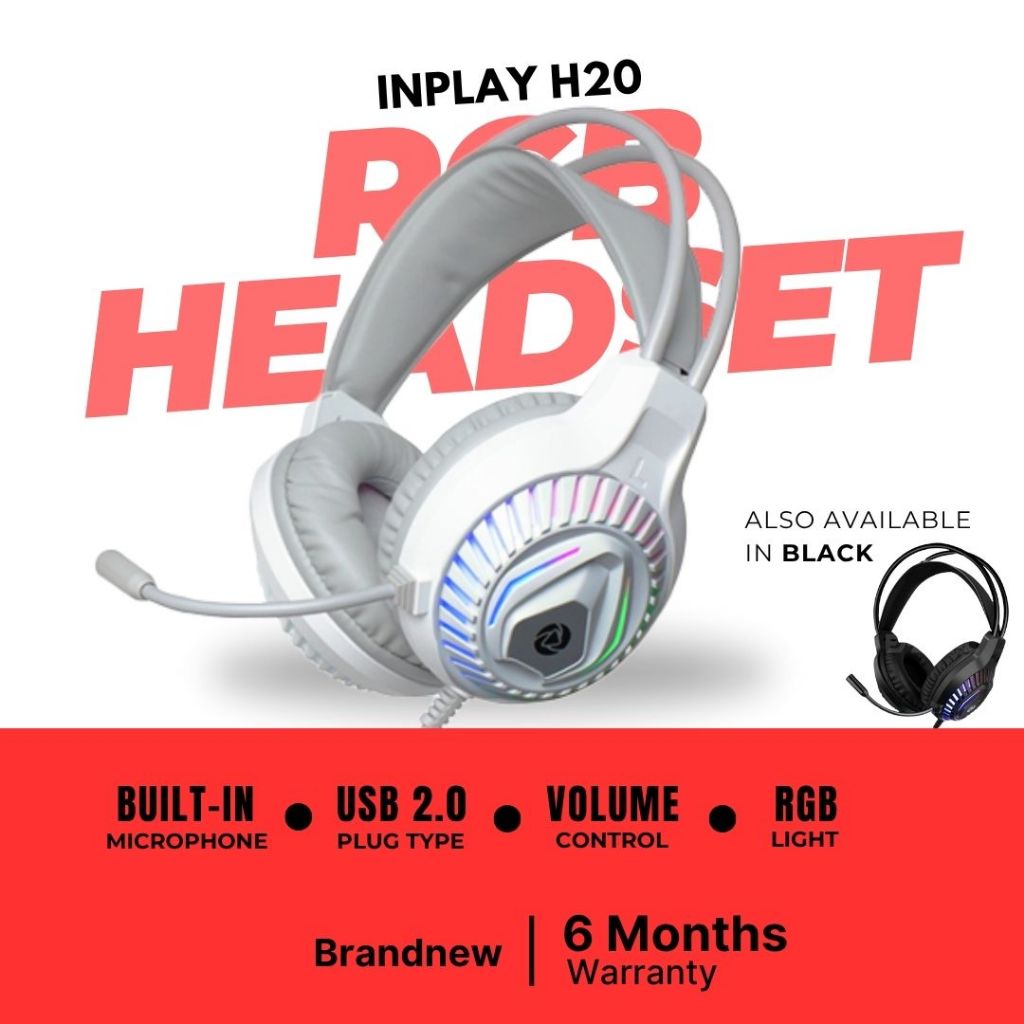 InPlay H20 RGB Gaming Headset - with Built in Microphone and Volume ...
