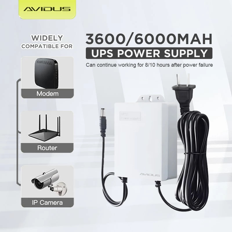 AVIDUS 12V 1.5A Mini UPS Battery Backup for WiFi Router Modem CCTV ...