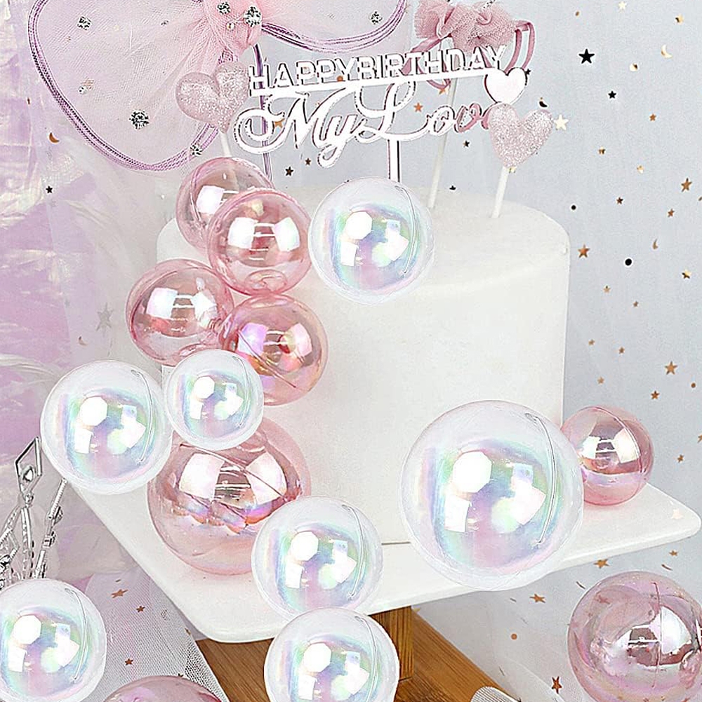 18Pcs Colorful Sphere Cake Topper Transparent Bubble Balls Cake ...