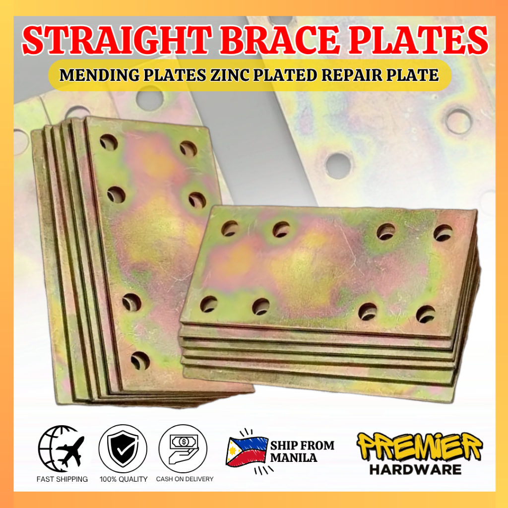 Mending Plates Straight Brace Brackets Heavy Duty Flat Bracket Zinc ...