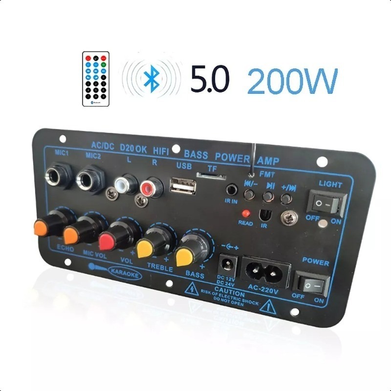 D20 Amplifier Speaker AC 220V 12V 24V Digital Bluetooth Stereo ...