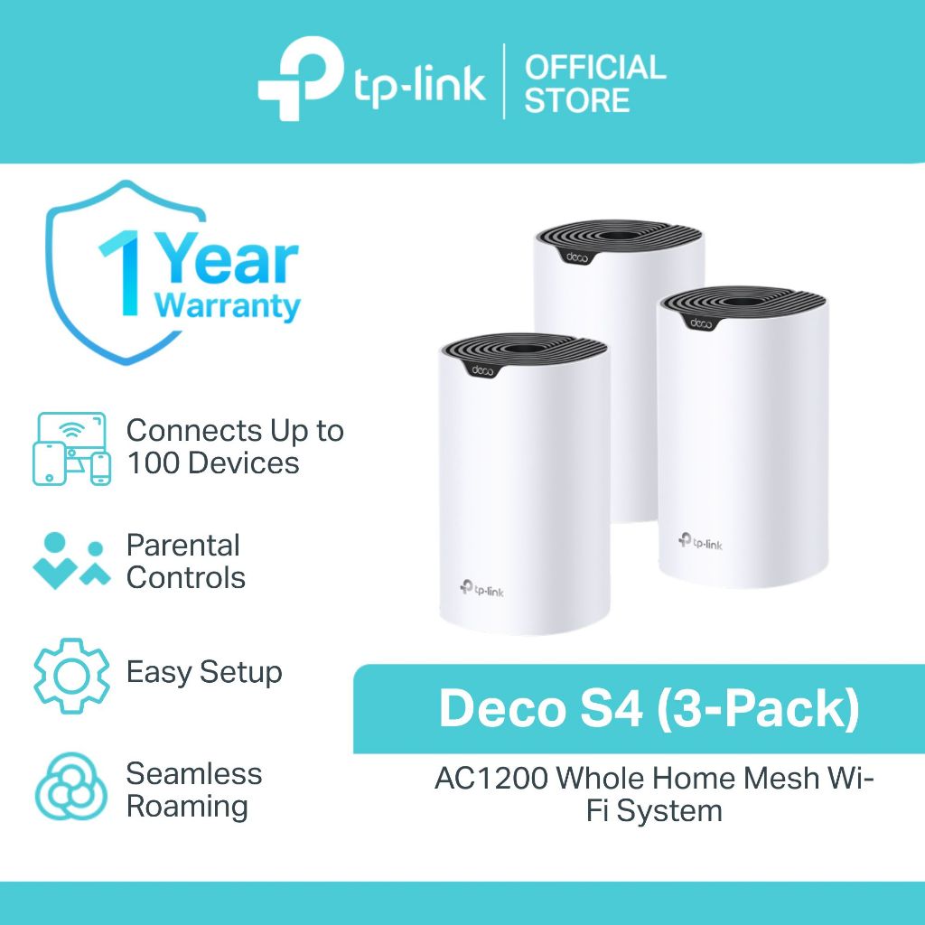 TP-Link Deco S4 (3-Pack) AC1200 Whole Home Mesh Wi-Fi System | Shopee ...