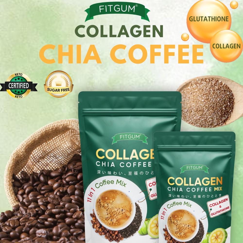 ROSMAR X FITGUM Collagen Chia Coffee 11 in 1 Coffee Mix Healthy Drink ...