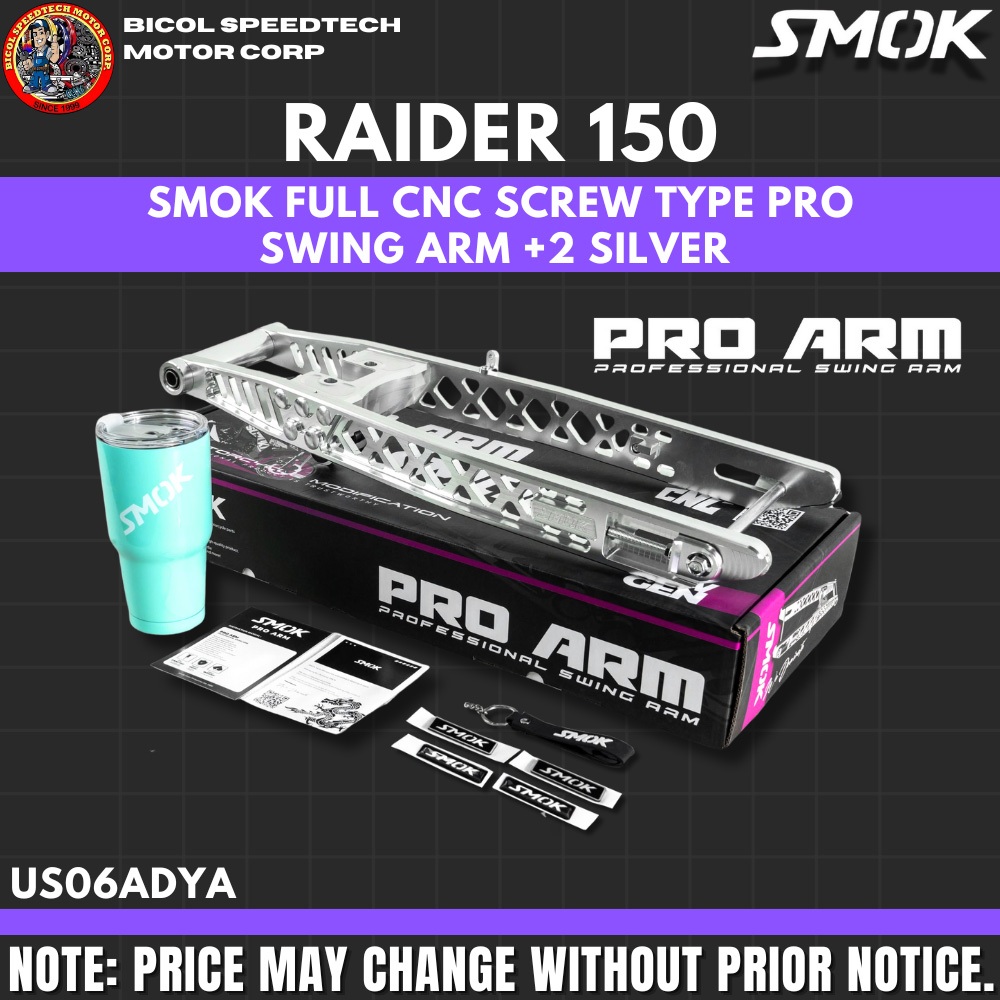 RAIDER 150 SMOK FULL CNC SCREW TYPE PRO SWING ARM +2 SILVER (US06ADYA ...