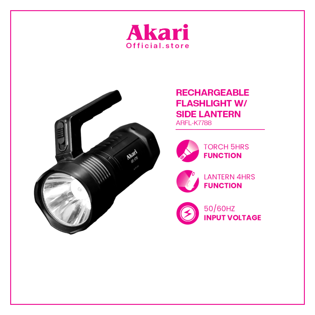 Akari Rechargeable LED Flashlight+Side Lantern (ARFL-K7788) | Shopee ...