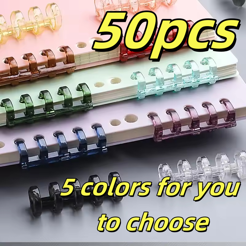 50pcs 5 Holes 5 colors Plastic Ring Binder Ring Binding Spines Combs 80 ...
