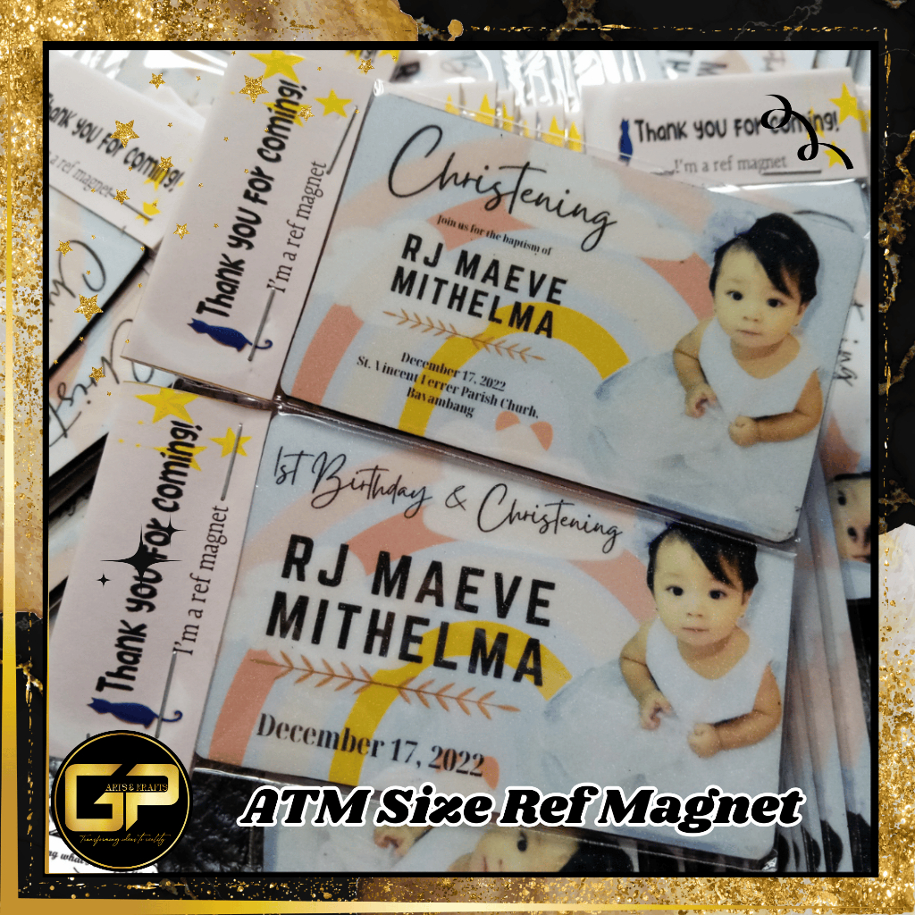 PERSONALIZED GLITTERY REF MAGNET GIVEAWAYS ATM SIZE | Shopee Philippines